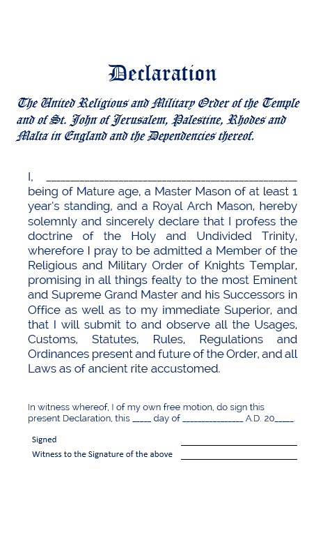 Knight Templar Masonic Declaration Book (A5) – Raven Masonic