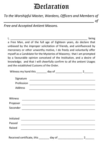 Masonic Declaration Book - Craft – Raven Masonic