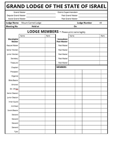 Masonic Attendance Book - Craft - Grand Lodge of Israel – Raven Masonic