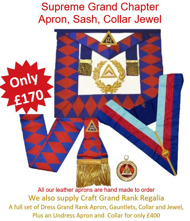 Supreme Grand Chapter Apron, Sash, Collar and jewel – Raven Masonic